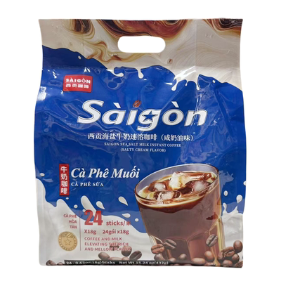 越南进口西贡海盐牛奶速溶咖啡432g含24小条saigon猫屎咖啡味