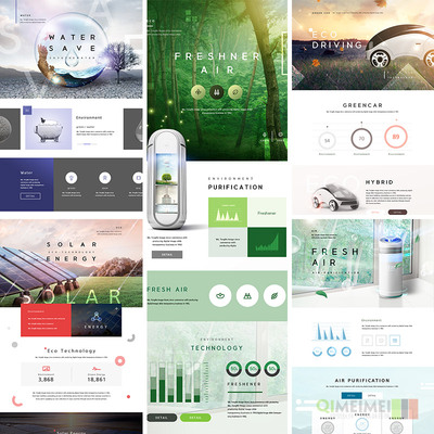 生态环保空气净化器水电太阳能源汽车网页模板PSD设计素材103017