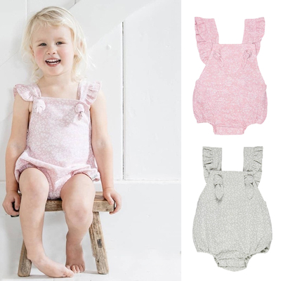 女童夏季纯棉包屁连体澳洲小众TOSHI宝宝洋气轻薄碎花爬服哈衣