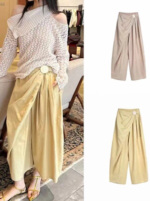 设计师款慵懒风度假休闲春夏围裹阔腿裤