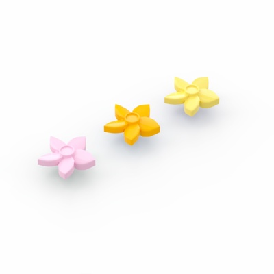 五瓣花植物亮粉色乐高18853