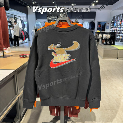 正品耐克卫衣男子2025秋冬新款加绒运动宽松圆领套头衫IB3304-010
