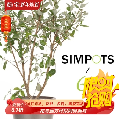 加大加厚simpots标圆日本黑胶花盆60口径客厅户外绿植热植专用盆