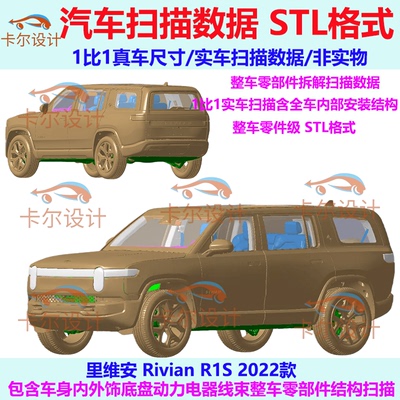里维安 Rivian R1S 2022款  整车零部件拆解扫描数据内部结构孔位