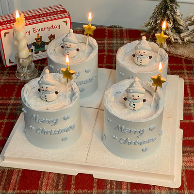 圣诞节ins小雪人蛋糕装饰品摆件