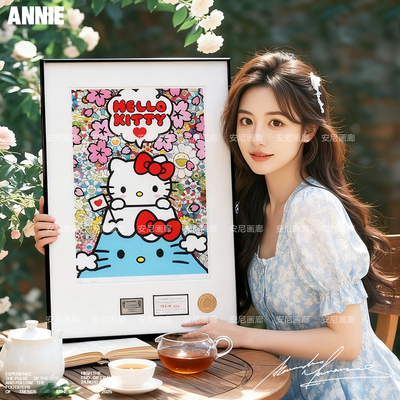 富士山村上隆太阳花HelloKitty礼物安尼画廊HelloKitty挂画