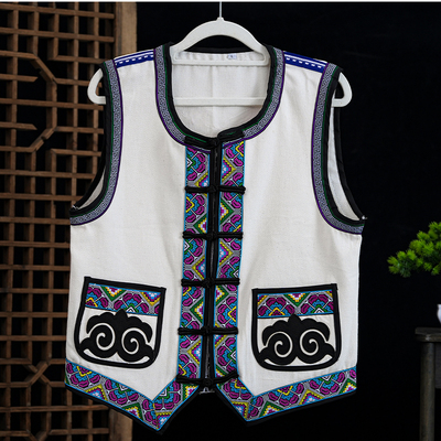 火把节彝族服装男女通用马甲苗族土家族无袖坎肩绣花马甲背心日常