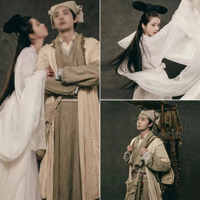 影视古装男女情侣装棉麻书生服装