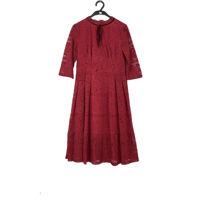 镂空蕾丝喜庆色系连衣裙女