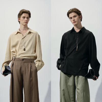 HOPECONCEPT低饱和智性Lem简单松弛感天丝亚麻无性别衬衫#25192