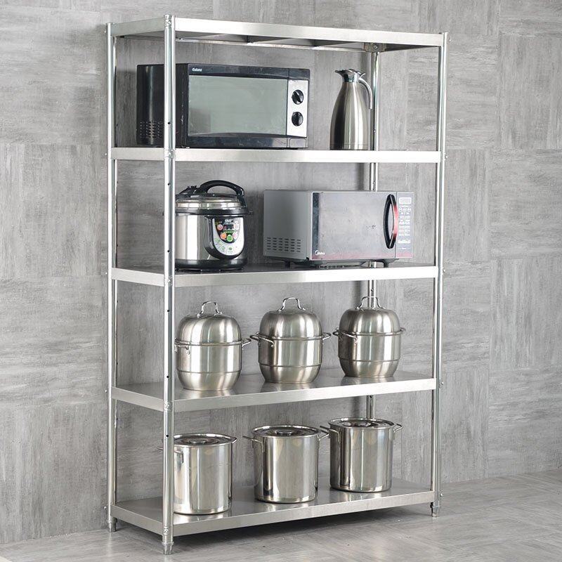 不锈钢厨房置物架落地3多层放锅架子5微波炉收纳架储物架家用货架_虎窝淘