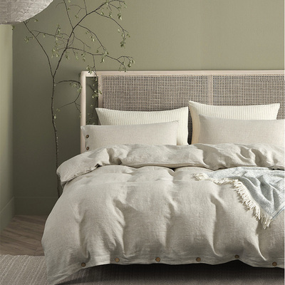 进口法国雨露麻纯色夏季床单被套