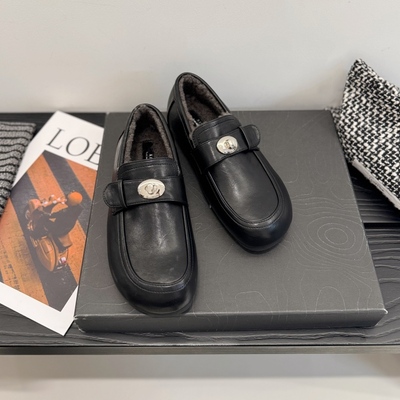 保暖~英伦风加绒深口小皮鞋