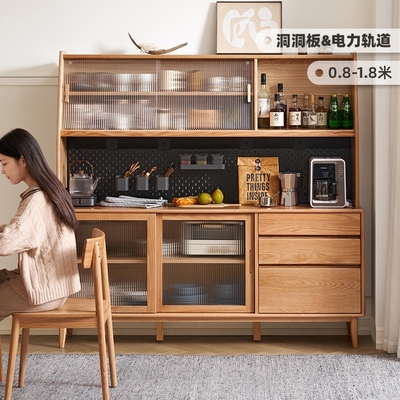 原始原素实木餐边柜一体高柜家用现代简约储物柜橡木茶水柜F8142