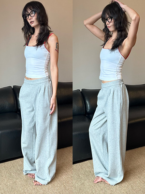 WEEEECHAN次日早晨｜基础款全棉倒褶设计感松紧腰头通勤直筒卫裤