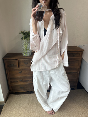 WEEEECHAN次日早晨 麻花飘带两穿衬衫