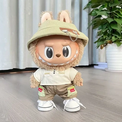 仅售衣服】38cmLabubu俏皮双兜套装毛绒公仔衣服拉布布衣服萌可爱