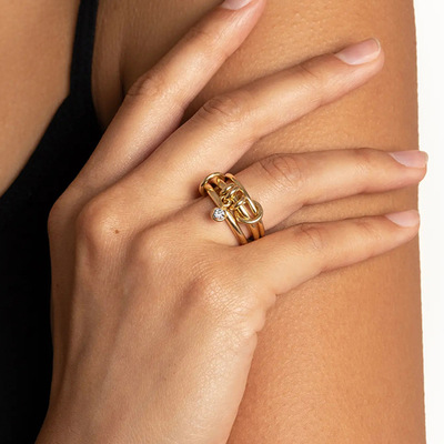 饰品锆石素圈多层叠戴戒指钛钢不掉色轻奢高级感ring