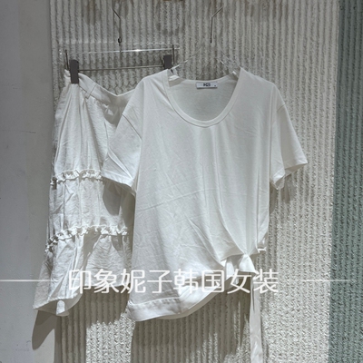 欧洲站2026夏V领短袖T恤女套装