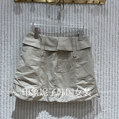 欧洲站夏新工装高腰A字显瘦短裙