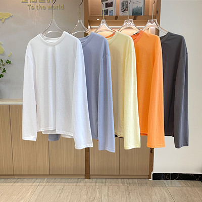 R!原料！刺绣纯色雪花棉长袖T恤