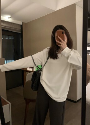 双面磨毛加厚百搭套头白色T恤