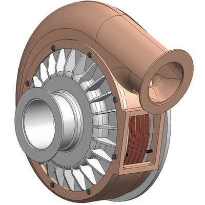 25厘米涡轮增压器3D三维几何数模型Solidworks含参stp涡轮壳扇叶