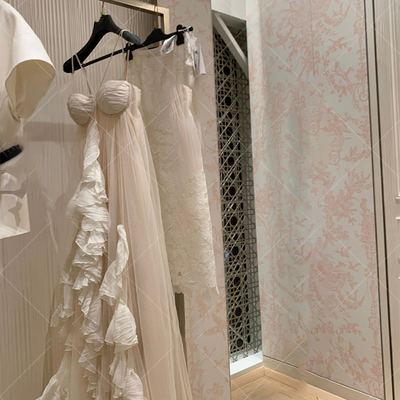 枯木逢春/荷叶边雪纺吊带连衣裙