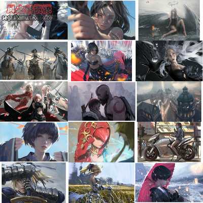 二次元游戏动漫wlop图库图片美术绘画插画艺用临摹壁纸PS设计素材