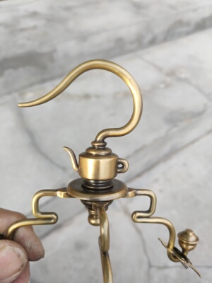 鸟笼鸟具，天津黄铜大茶壶三开钩太保钩鸟笼钩295圆笼
