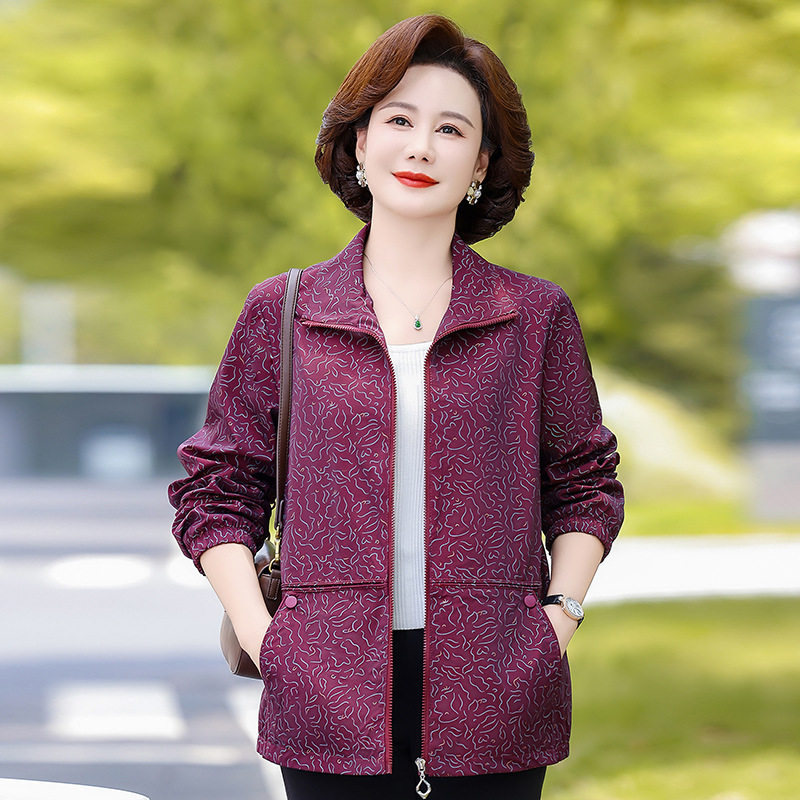 806精选正版老年人春装女薄外套60岁70妈妈太太短款风衣奶奶春秋