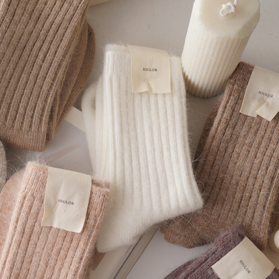 秋冬保暖厚袜子女中筒兔羊毛袜