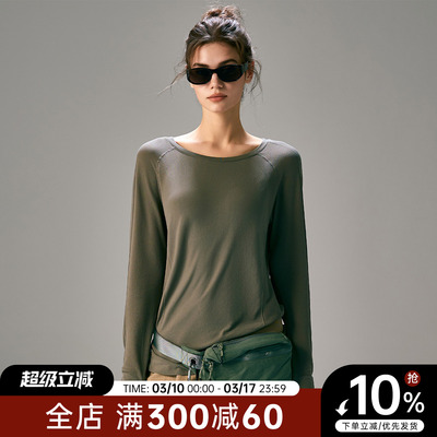 Choc女孩宽松瑜伽服女秋冬款长袖运动上衣跑步训练长袖健身衣T恤