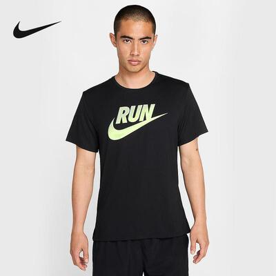 NIKE耐克短袖男2025夏季logo印花跑步运动训练透气T恤 HJ3565-010