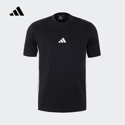 adidas阿迪达斯男子短袖2025夏季纯棉运动休闲圆领透气T恤 JY8564