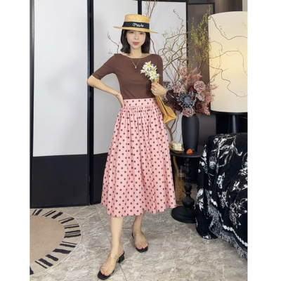 【花仙子】小个子设计感波点半身裙修身显瘦百搭中长裙250508FEN