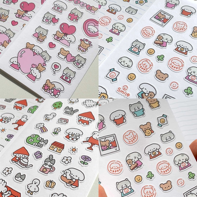 韩国OKIKI手帐素材贴纸咕卡狗猫