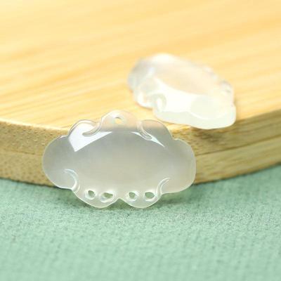 天然玉石岫玉祥云如意锁吊坠挂件