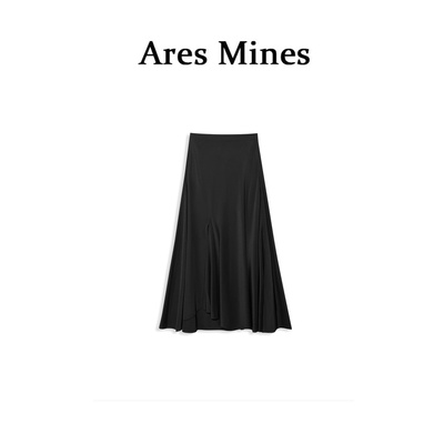 【盛朗熙Ares Mines】慢调巴黎 清薄纱感极简开叉设计A字半身裙