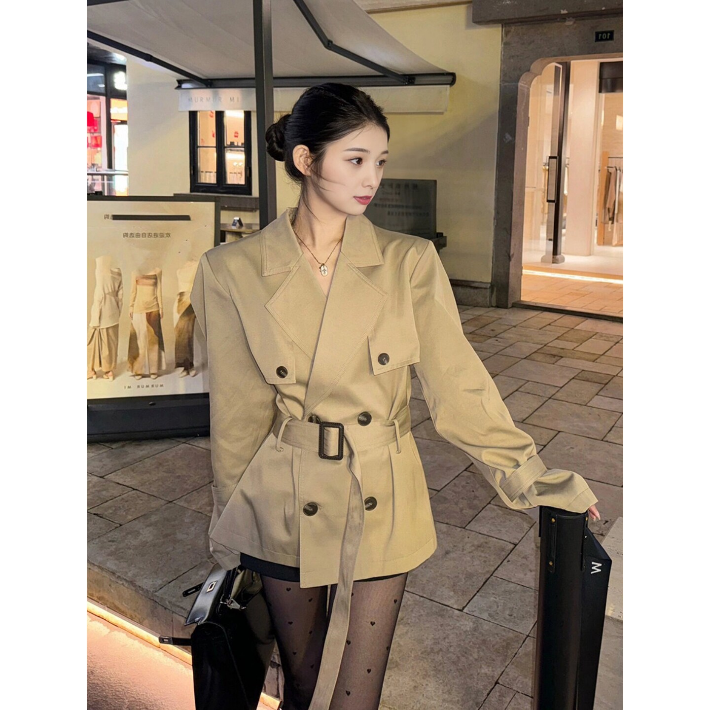 2026春秋季新款英伦风小个子收腰气质短款大衣高级感风衣外套女