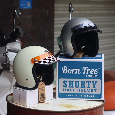 bornfree50年代3/4半盔小盔体500TX男女日式复古机车踏板装饰头盔
