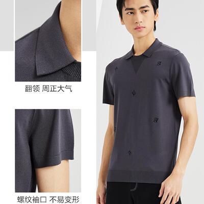 Q3XTX5051 5052利家休闲男装夏季舒适印花通勤针织翻领Polo衫半袖