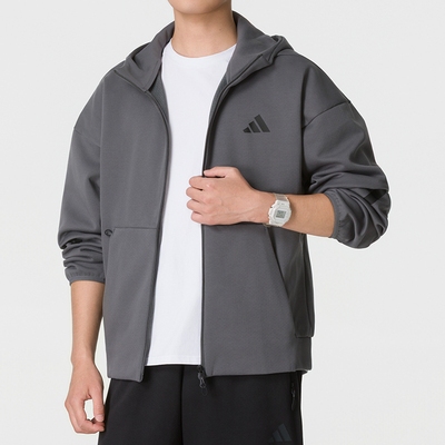 Adidas男装针织夹克外套2026秋季新款跑步运动服KX7689
