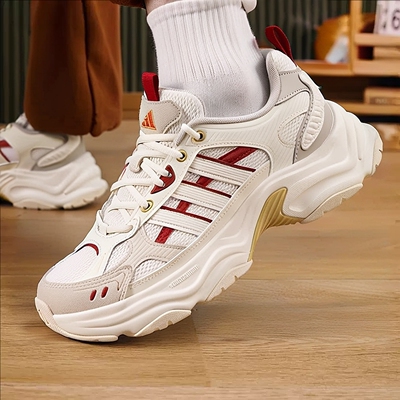 阿迪达斯新年款男鞋女鞋红色运动鞋2026春季新款缓震跑步鞋KI1846