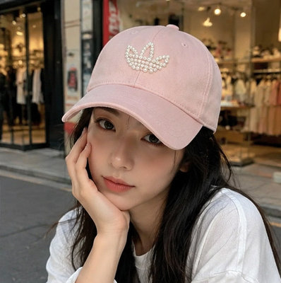 阿迪达斯棒球帽男帽女帽粉色休闲鞋三叶草夏跑步骑行运动帽KZ0754