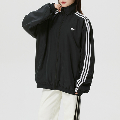 adidas三叶草梭织外套女装26秋季新款跑步立领夹克KD2894