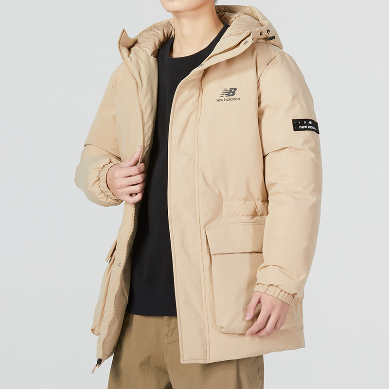 New Balance连帽羽绒服外套男2023新款NB卡其色保暖夹克AMJ23341_虎窝淘