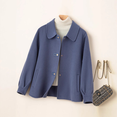 赫本风小个子高端纯羊毛双面呢外套女2025秋冬新款娃娃脸呢子大衣