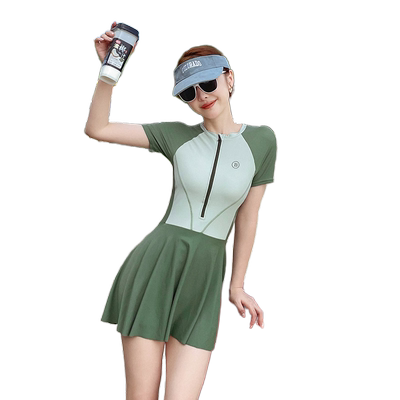 连体泳衣裙式泡温泉保守遮肚显瘦