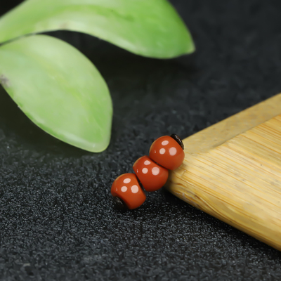 原矿南红手工斜切猪大肠3连珠尺寸6mm可以搭配大肠蒜瓣满色满肉